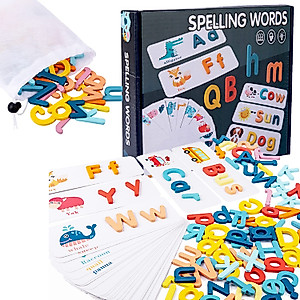 Educational Toys for 3-8 Year Olds Girls Boys, 105 PCS See and Spell Learning Toys, Matching Letter Spelling Game Sight Words Games Educational Preschool Toys - Ideal Gifts