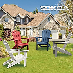 SDKOA Adirondack Chairs Plastic Weather Resistant, Outdoor Chairs Like Real Wood, Adirondack Chair Set of 2Widely Used in Outdoor, Patio, Fire Pit, Deck, Outside, Garden, Campfire Chairs-Navy Blue