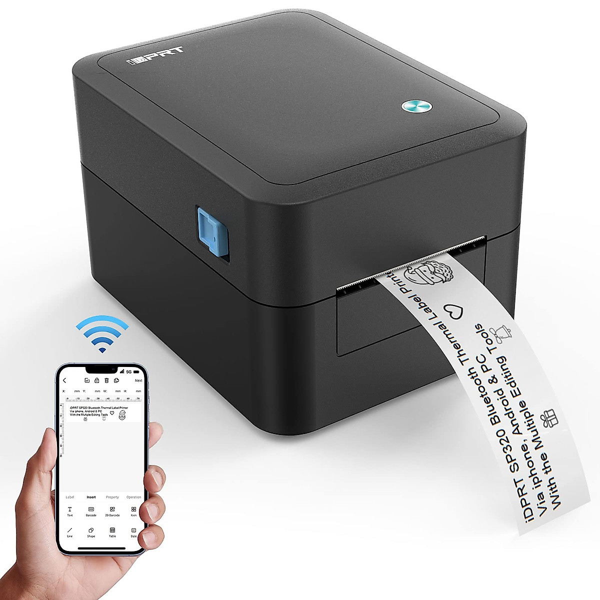 iDPRT Bluetooth Thermal Label Printer Super Quick Address Label Printer, 1"-3.15" Width Wireless Label Maker with APP for Barcode, Address, Mailing etc, Support Windows, Mac, iOS& Android