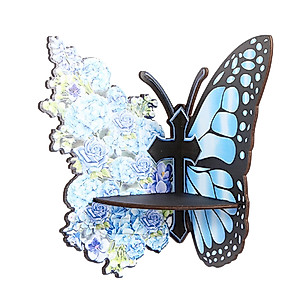 1/4 Wooden Corner Shelf - Butterfly Storage Rack, Hanging Organizer Racks | Wall Mount Shelving Unit, Vanity Counter Space Saver, Floating Room Corner Decor for Home Room, 9.25x9.45 Inches