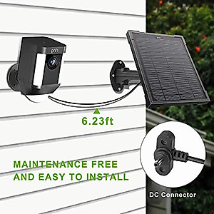 BigBlue Ring Solar Panel, 5W Solar Panel Compatible with Ring Spotlight Cam Battery and Ring Stick Up Cam Battery, Monocrystalline Silicon Solar Trickle Charger for Ring Cameras, 5V/1A, Black