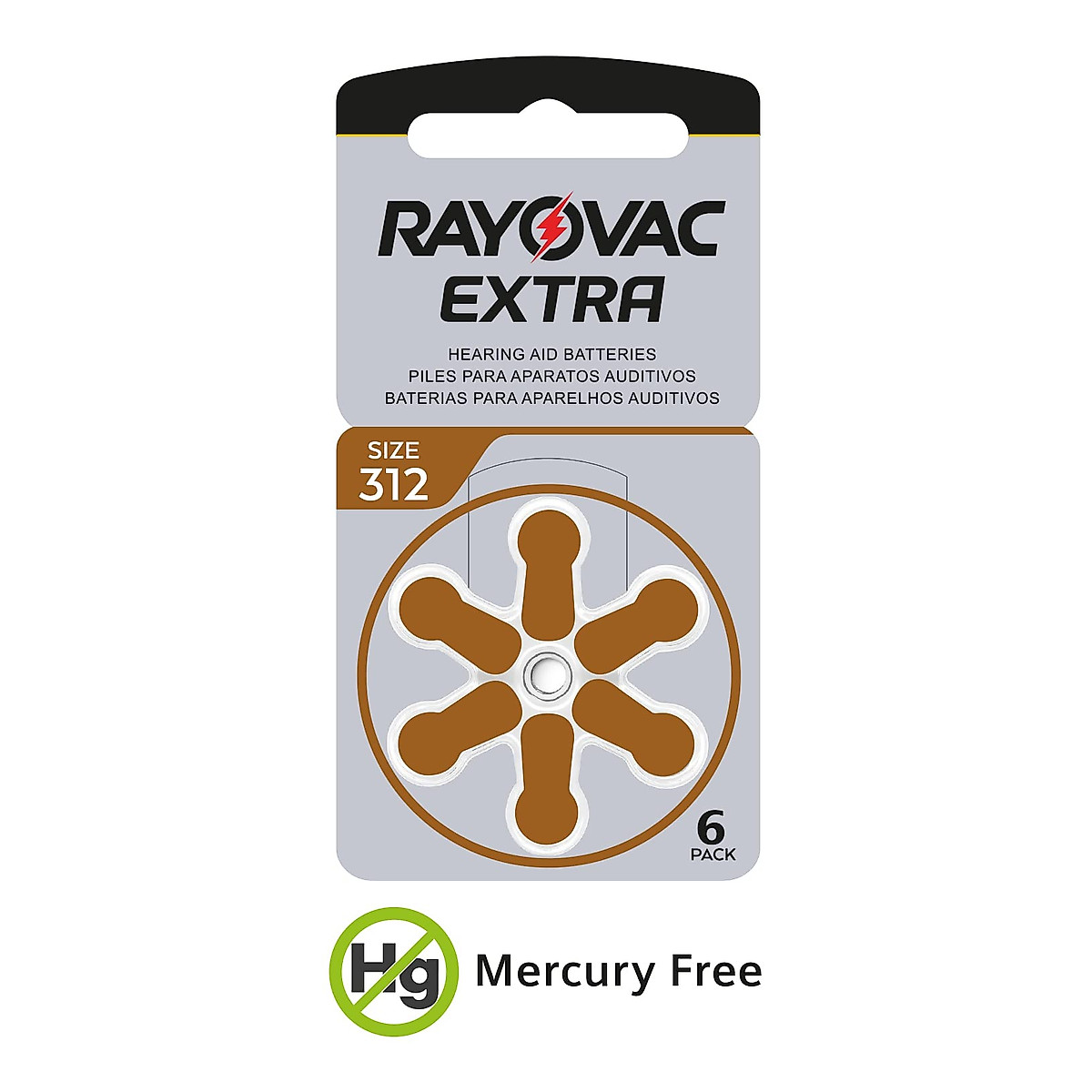 Rayovac Extra Advanced, size 312 Hearing Aid Battery (pack 60 pcs)