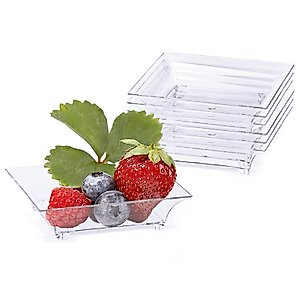 Kingrol 150 Count Plastic Dessert Plates, Mini Mini Mini Disposable Square Plates for Desserts, Appetizers, Sauces, Tastings