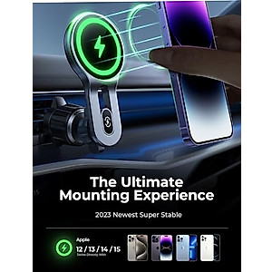 LISEN for 15W MagSafe Car Mount Charger [2024 Upgrade] iPhone Wireless Car Charger Magnetic Phone Holder Mount, Automobile Car Phone Holder Vent Fit iPhone 15 Pro Plus Max 14 13 12 MagSafe Case