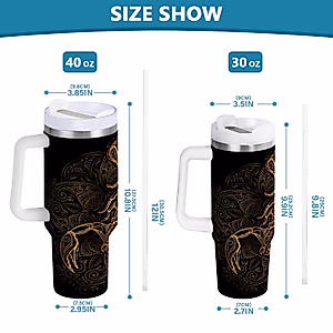 susiyo 40 oz Tumbler with Handle, Gold Scorpion Blackground Insulated Water Bottle Stainless Steel Reusable Iced Coffee Cup Fit in Car Holder, BPA Free, Leak Proof,Keeps Cold or Hot