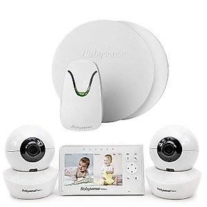 Babysense Video & Movement Baby Monitor - Bundle Pack - Babysense Video Baby Monitor V43 Split Screen with Two PTZ Cameras & Babysense 7 Under-The-Mattress Baby Movement Monitor - 2 in 1