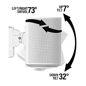 Sanus Speaker Wall Mount for Sonos Era 100™ - Swivel & Tilt Speaker Mount with Easy 15-Minute Install - Single White Sonos Speaker Mount