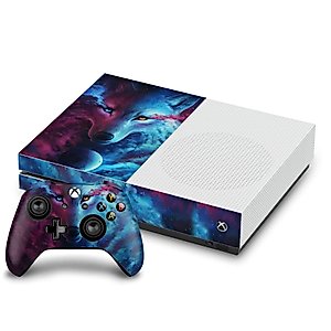 Head Case Designs Officially Licensed Jonas "JoJoesArt" Jödicke Wolf Galaxy Art Mix Vinyl Sticker Gaming Skin Decal Cover Compatible With Xbox One S Console and Controller Bundle