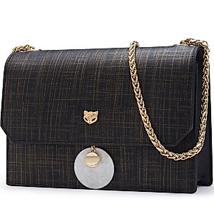 FOXER Women Leather Crossbody Bag Small Crossbody Purse Shoulder Bag Valentine's Day Gift Black, One Size
