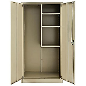Global Industrial Unassembled Janitorial Cabinet, 36x18x72, Tan