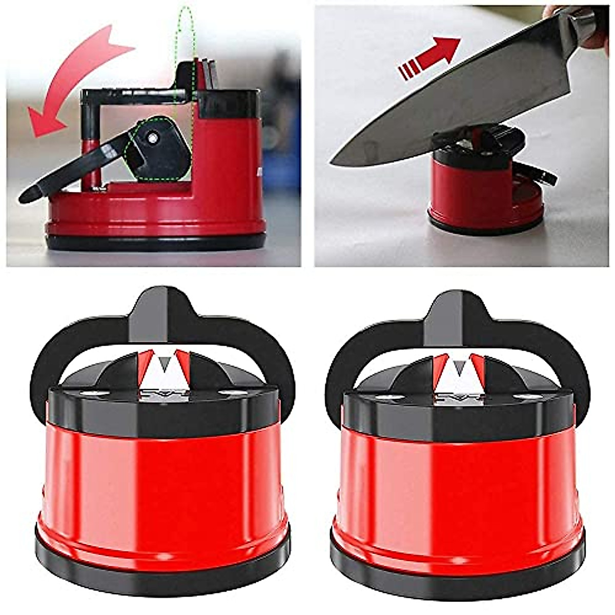 2PCS Knife Sharpeners, Mini Pocket Knife Sharpener Suction Cup Sharpening Stone for Most Blade Types Kitchen Camping