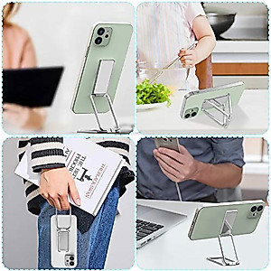 Phone Ring Holder, Senose Phone Kickstand Holder for Hand, Foldable Phone Finger Holder Grip for Magnetic Car Mount Compatible for iPhone Any Smartphone, Silver