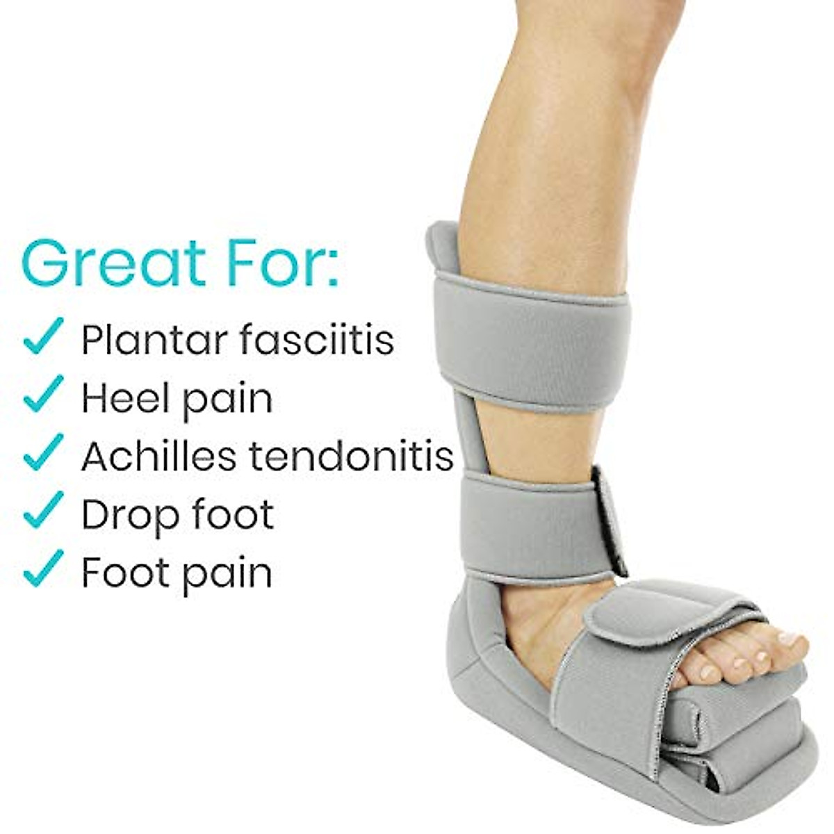 Vive Plantar Fasciitis Night Splint Plus Trigger Point Stretch Wedges - Soft Leg Brace Support, Orthopedic Sleeping Immobilizer Stretch Boot (Medium: Men's: 5.5-8, Women's 7-9.5)