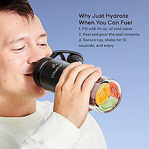 Blueshift Sidekick Stainless Steel Water Bottle, 18 Fl Oz Shaker Bottle With Blend Ball and Protein Storage Compartment, Includes 6 Superblend Supplements Inside Bottle (Sky)