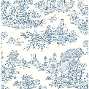 NextWall Chateau Toile Peel and Stick Wallpaper (Blue Bell)
