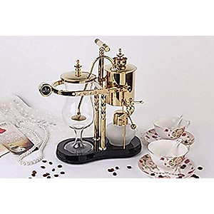 Diguo Belgian/Belgium Family Balance Siphon/Syphon Coffee Maker, Elegant Double Ridged Fulcrum with Tee handle (Classic Gold)