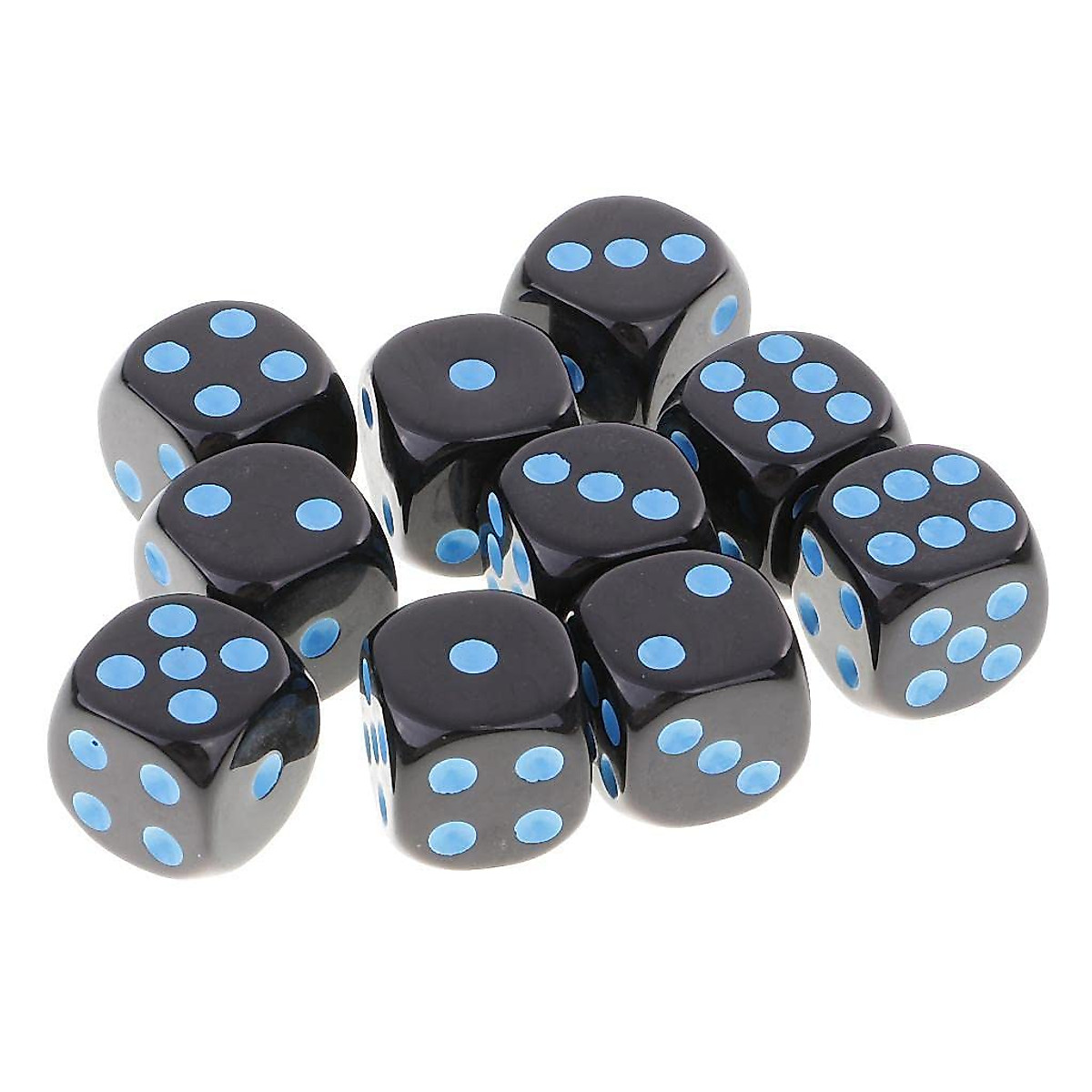 Dovewill 10Pcs D6 Dice Six Sided Spot Dices Set for Dungeons and Dragons RPG MTG Party Board Games Blue Black