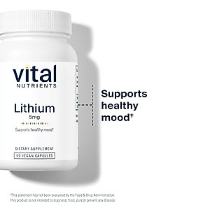 Vital Nutrients Lithium Orotate | Vegan Lithium Supplements for Memory, State of Mind, and Behavioral Health*| 5mg | Gluten, Dairy, Soy Free | 90 Capsules