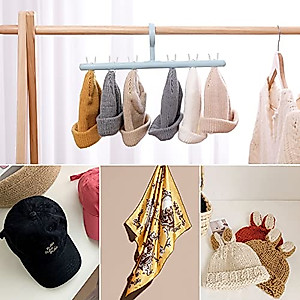 Yesesion Hat Organizer Set, 2 Pack Hanging Hat Rack for Baseball Caps, Blue Hat Hanger Holder for Closet with 6 Clips, Hat Organizer Hanger Storage Holder for Home, Entryway, Bedroom (Blue/White)