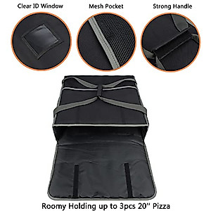 KISLANE Insulated Pizza Delivery Bag 20’’ x 20’’ x 6’’, Commercial Pizza Food delivery Bag for Catering Transportation(Black)
