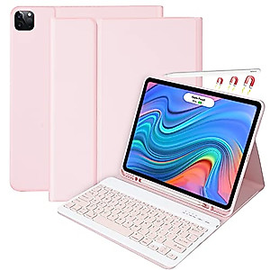 iPad Pro 12.9 inch 2022 Case with Keyboard,Keyboard Case(for 12.9-inch iPad Pro 6th/5th/4th/3rd Generation) with Smart Magic Wireless Keyboard-Bulit-in Pencil Holder-Auto Sleep/Wake Function,Pink