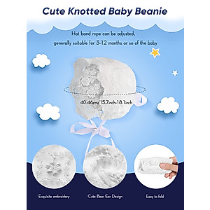 Unittype 2 Pieces Baby Girl Lacy Bonnet Eyelet Lace Christening Bonnet Cap Toddlers Beanie Breathable Sun Protection Hat White,40- 44cm 16.5-17.3 inches in head circumference