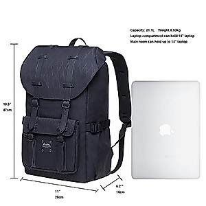 KAUKKO Laptop Travel Backpack, Outdoor Rucksack Fits 15.6 Inch Laptop(18-Black)