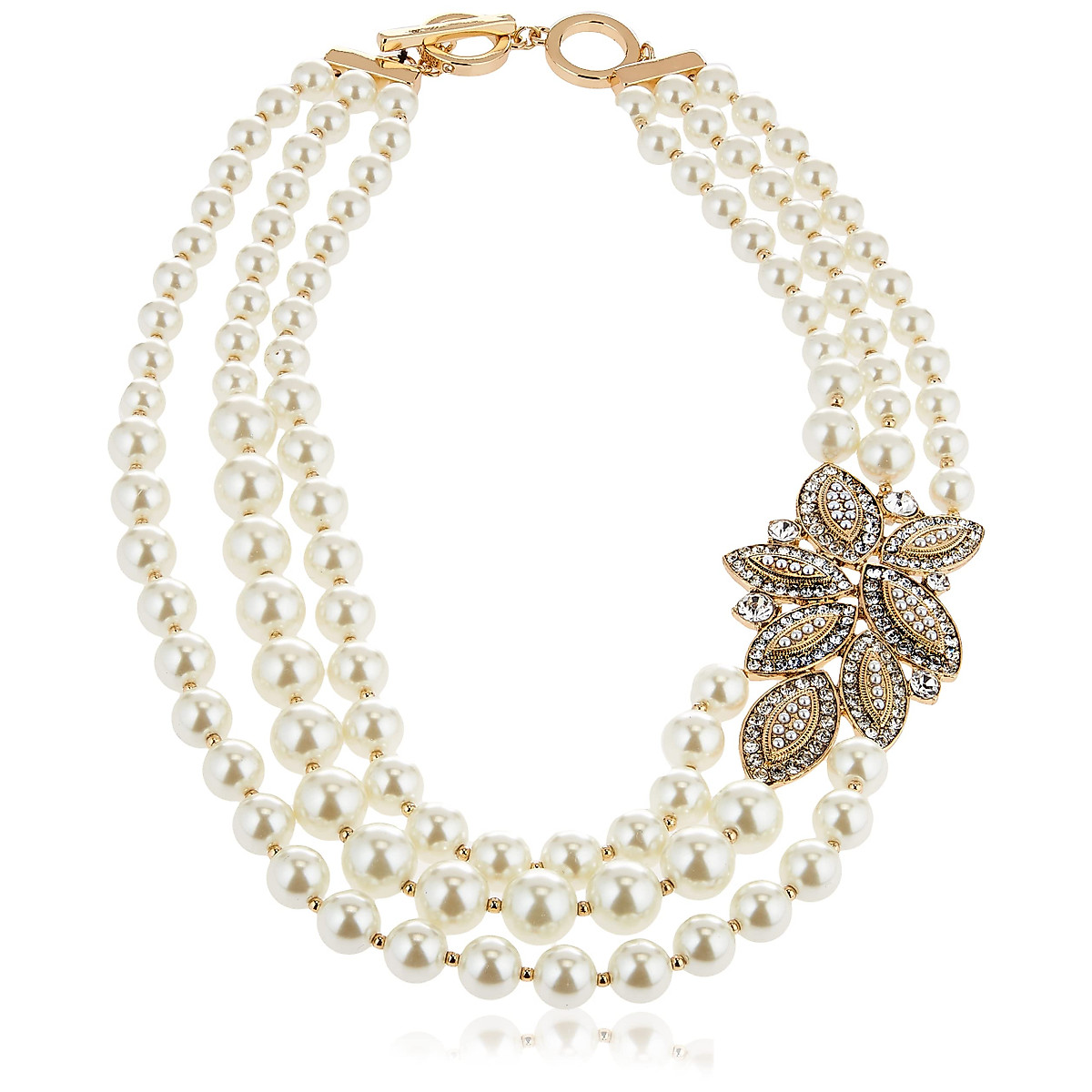 Anne Klein Women's Gold-Tone Blanc Pearl Torsade Strand Necklace, Gold/White, 0