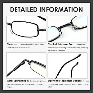 SOPHILY 3 Pack Slim Pocket Reading Glasses for Men Women Blue Light Blocking Compact Readers Spring Hinge Metal Frame Eyeglasses (Yellow Black Grey, 1.25)