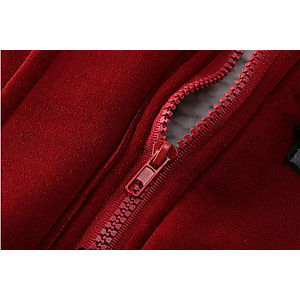 JiangWu Womens Fashion Horn Button Fleece Thicken Coat with Hood Winter Warm Jacket (XX-Large, Wine-red)