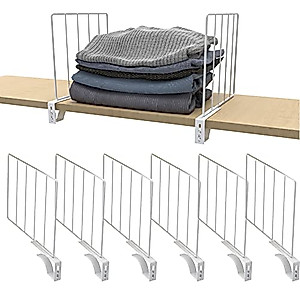 BTSD-home Adjustable Shelf Divders for Organization and Storage Metal Closet Dividers for Wood Shelves in Cabniet Kitchen Bedroom and Office (6 Pack)