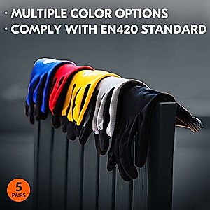Vgo... 5-Pairs Multi-Functional Safety Work Gloves, Builder Gloves, Gardening Gloves, Light Duty Gloves, Value Pack (Size L, 5 Colors, AL8736)