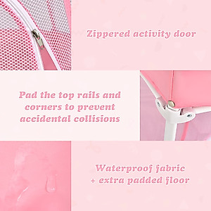 INFANS Baby Playpen with Removable Mesh & UV Canopy, 53" Portable Playhouse with Carry Bag, Dome, Padded Floor, Easy Folding Playard Activity Center (Light Pink)