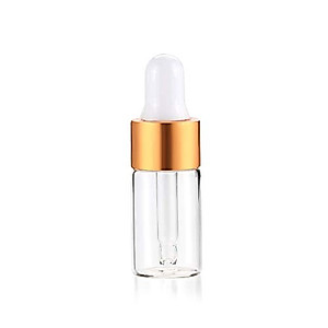 ConStore 100pcs Clear Glass Dropper Bottle Mini Perfume Essential Oil Bottles with Glass Eye Dropper Empty Sample Vial Jar Refillable Cosmetic Containers+3 Dropper+1 Funnel (3ml)