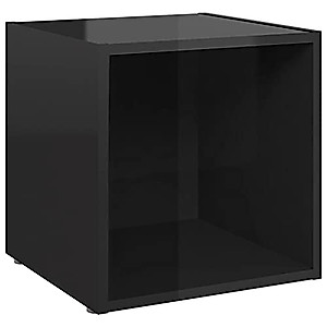 Ground Stand TV Cabinet,TV Unit,Stereo Cabinet,HiFi Cabinet,Gaming Entertainment Center,Home Decor,Open Storage Unit,for Bedroom,Living Room,Office,High Gloss Black 14.6"x13.8"x14.6" Chipboard