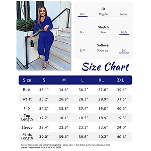 Qusuny Yoga Outfits for Women 2 Piece Set Crop Top V Neck High Waist Bodycon Ribbed Solid Sweatsuits Tracksuits Side Drawstring Casual Pants Set Jumpsuit Blue M