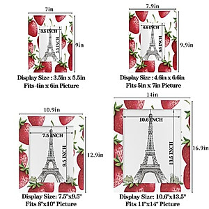 Pardick Fresh Strawberry 8x10 Picture Frame, Watercolor Fruit Red Wooden Photo Frames for Tabletop and Wall Display, Picture Frame Home Office Decor