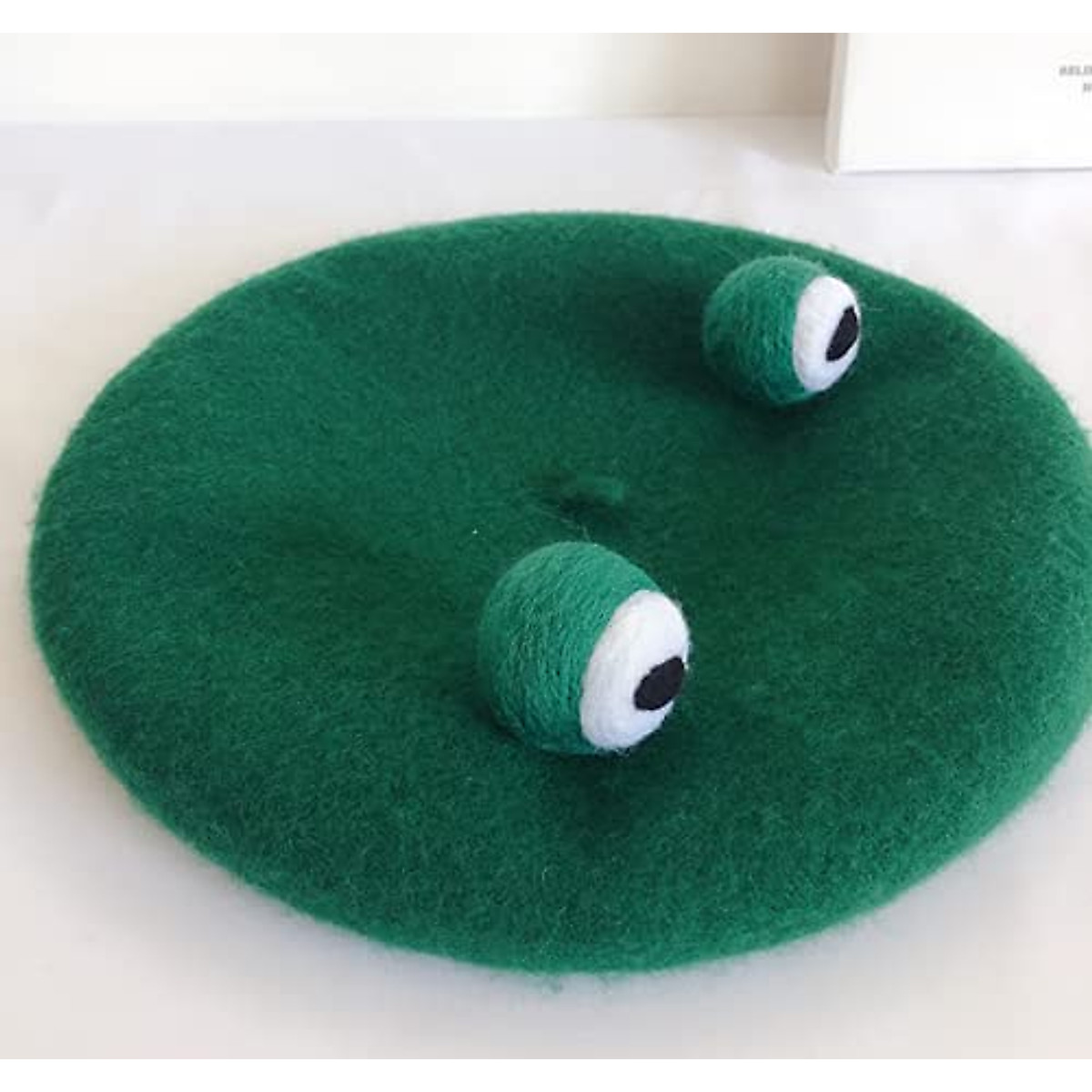 Kawaii Funny Frog Berets Hat Christmas Green Cap Winter Warm Women Girls Gift French Style (kawaii green frog)