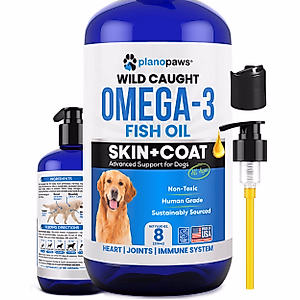 Omega 3 Fish Oil for Dogs - Better Than Salmon Oil for Dogs - Dog Fish Oil Supplement for Shedding, Allergy, Itch Relief - Supports Dry Skin, Joints - Dog Skin and Coat Supplement - Fish Oil Liquid