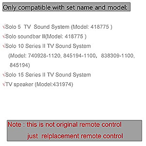DHCHAPU Universal Remote Control Suitable for Bose Solo 5 10 15 Series ii TV Sound System 732522/418775/431974 and TV Speaker