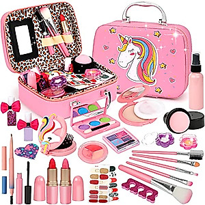 Kids Makeup Kit for Girl, Washable Makeup Set for Girls, Real Makeup for Kids, Girl Toys Princess Children Play Makeup Kit with Cosmetic Case Birthday for 4 5 6 7 8 Years Old Girls