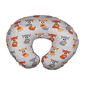 Adorology Nursing Pillow Slipcover, Baby Gray Foxes Design, Maternity Breastfeeding Newborn Infant Feeding Cushion Cover Case, Baby Shower for New Moms