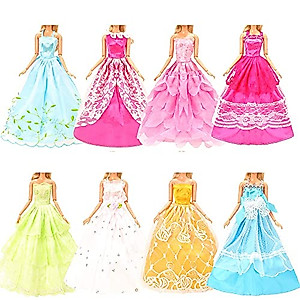 BARWA 10 Pcs Dresses with 17 Accessories Handmade Doll Clothes and Accessories Wedding Gowns Party Dresses for 11.5 inch Dolls