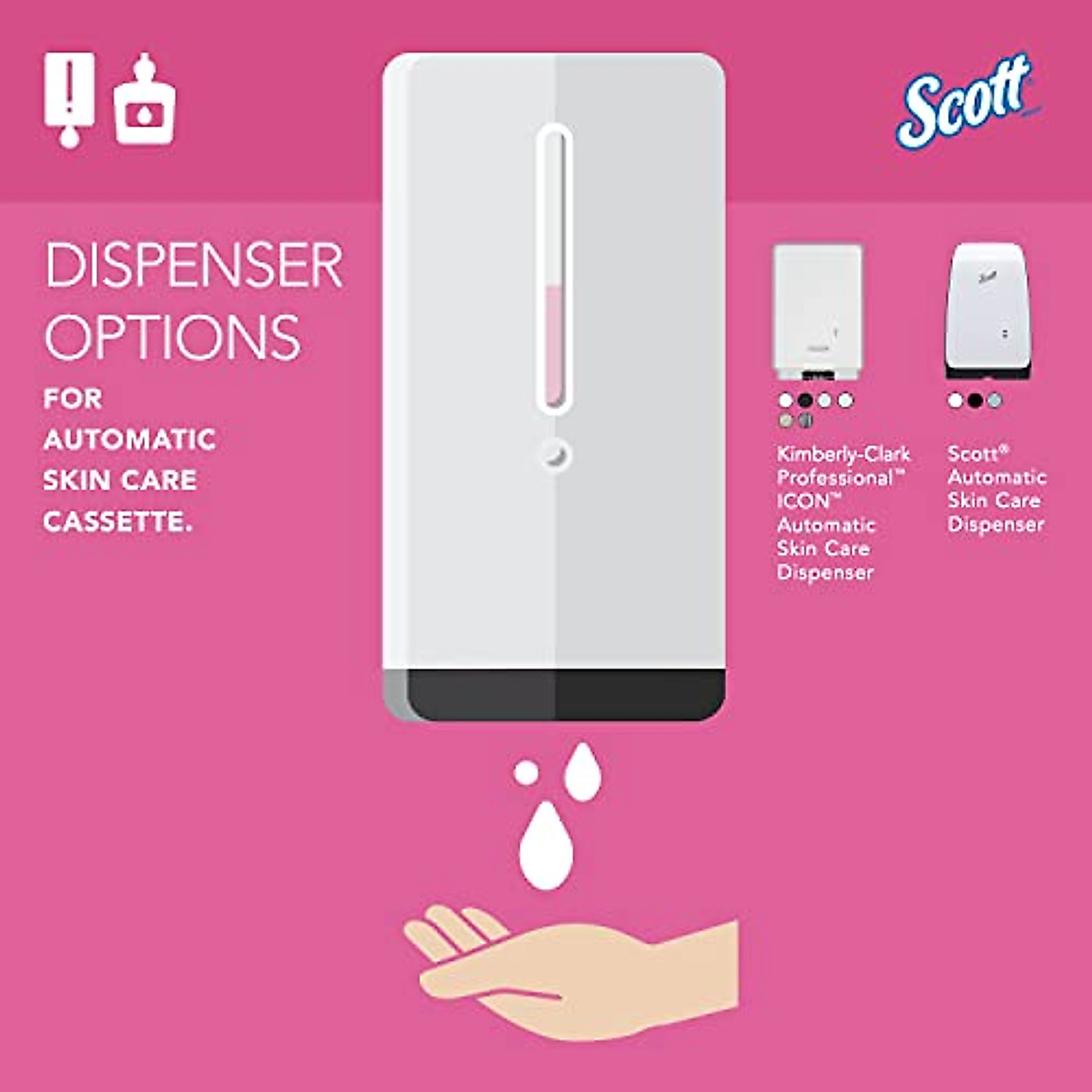 Scott Professional Foam Hand Soap with Moisturizers (91592), 1.2 L, Foaming, Pink, Floral Scent, Automatic Refills, for Kimberly-Clark Professional ICON Dispensers (2 Bottles)