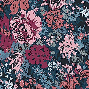 Vera Bradley Women's Performance Twill Triple Zip Shoulder Satchel Purse, Cabbage Rose Cabernet, One Size