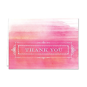 Ombre Watercolor Thank You Note Cards / 36 Greeting Card Set With Envelopes / 6 Colorful Thank You Designs