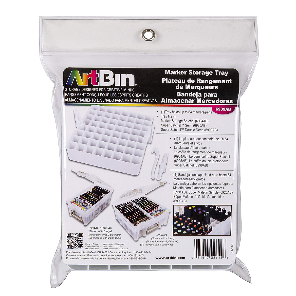 ArtBin 6939AB Marker Storage Tray - Holds up to 64 Pens, Pencils, Markers, Brushes, etc., [1] Plastic Storage Tray, White