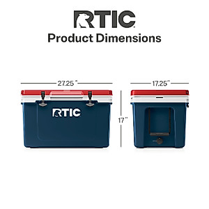 RTIC Ultra-Light 52 Quart Hard Cooler Insulated Portable Ice Chest Box for Beach, Drink, Beverage, Camping, Picnic, Fishing, Boat, Barbecue, 30% Lighter Than Rotomolded Coolers, Patriot
