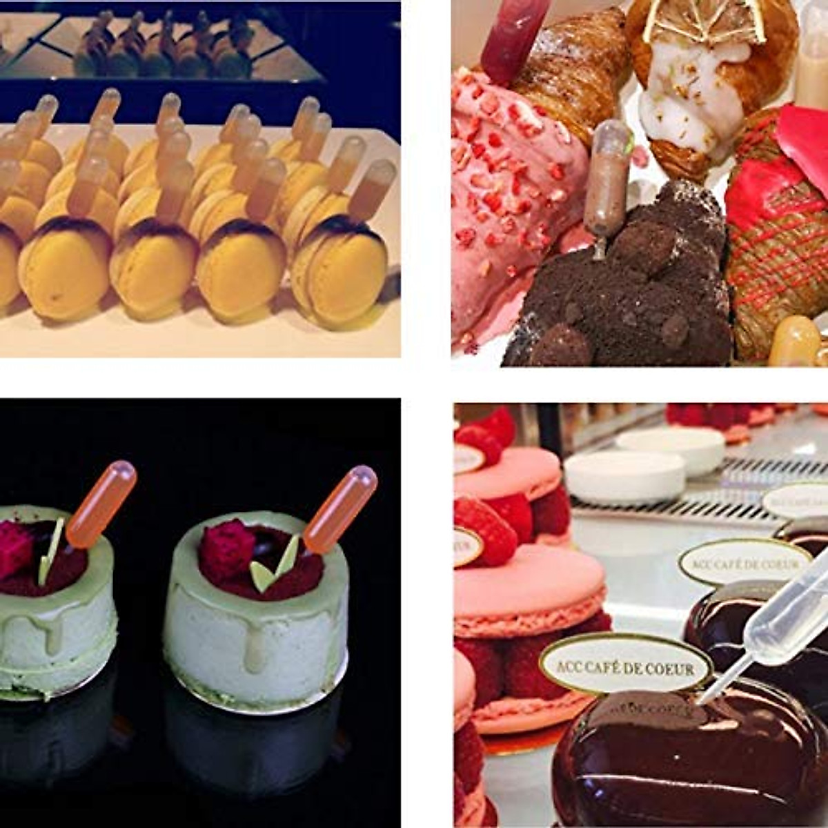 Dessert Pipettes 4ml, 100PCS Plastic Squeeze Transfer Pipettes Dropper Liquid Injector for Cupcake Strawberries (100）