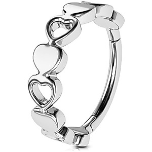 OUFER 16G Helix Earring Hoops, 316L Stainless Steel Helix Piercing Jewelry, Heart-Shaped Design Cartilage Earrings, Conch Daith Lobe Piercing Jewelry For Women And Men-10MM